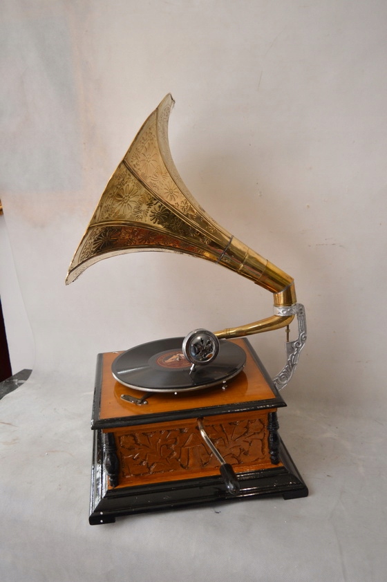 GRAMOFON - PATEFON - sprawny JASNY BRĄZ - KWADRAT - 8918450211 ...