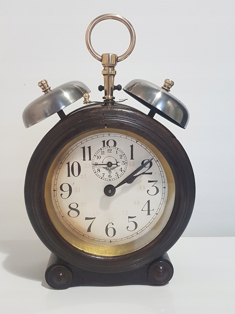 Stary budzik w drewnianej obudowie FMS 1910r - 14977723049 - oficjalne ...