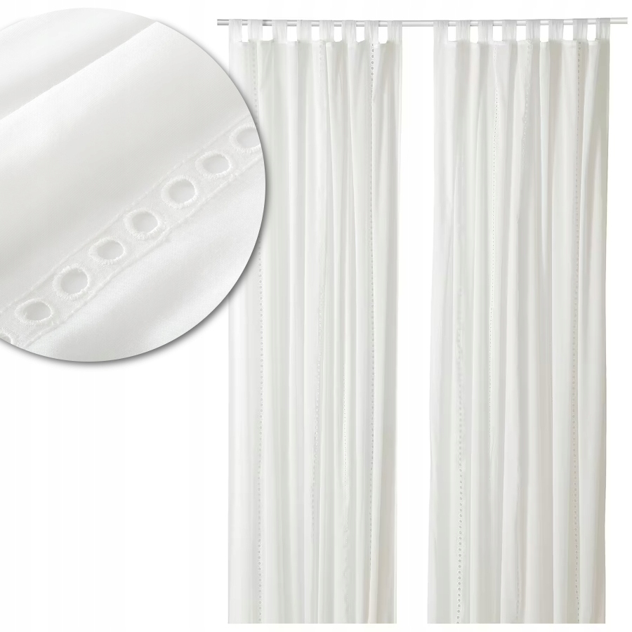 IKEA Firanki 145x300 białe 2szt BAWEŁNA HAFT TUVAN - 12721372209 ...