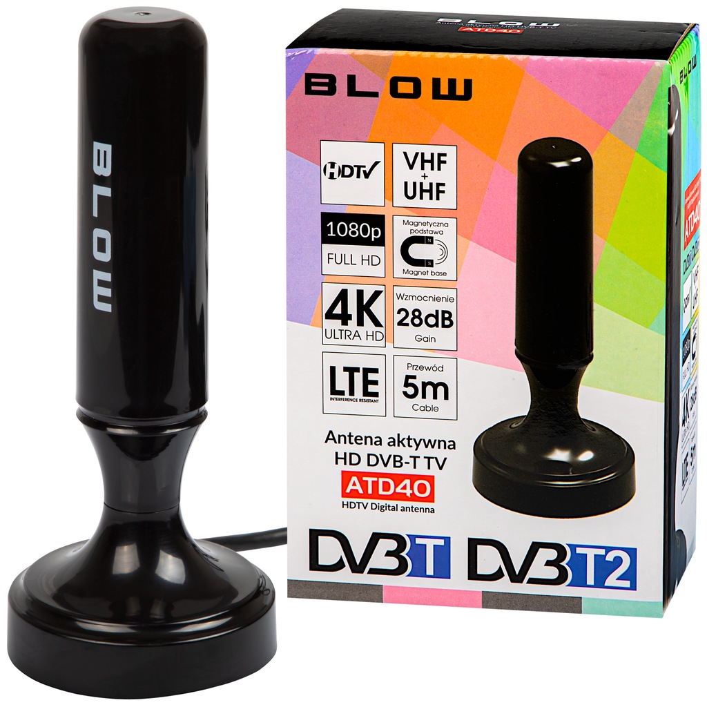 Antena aktywna DVB-T BLOW pokojowa TV 4K MUX-8 LTE - 13083655417 - oficjalne archiwum Allegro