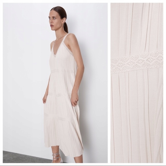 ZARA SUKIENKA PLISOWANA DZIANINOWA KREM M A401 - 11378153699 - oficjalne archiwum Allegro