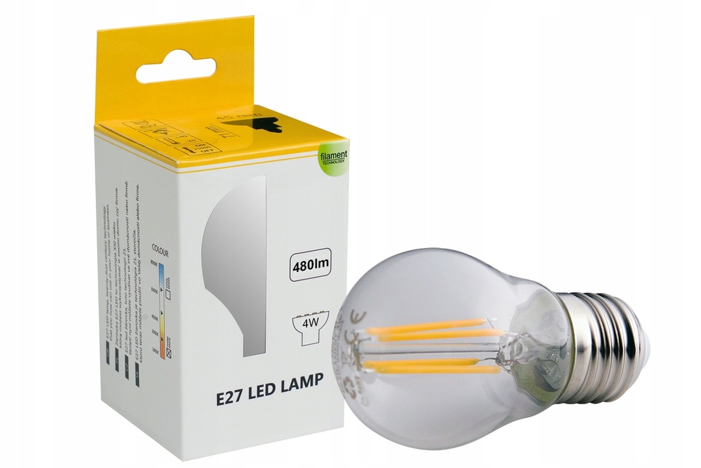 Żarówka E27 LED FILAMENT 4W CIEPŁA 45mm Edison - 10025096441 ...