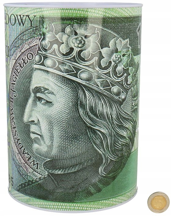 MEGA METALOWA PUSZKA SKARBONKA NOMINAŁY ZŁOTÓWKI GIGANT DUŻA XXL 100 zł - 14315487777 ...