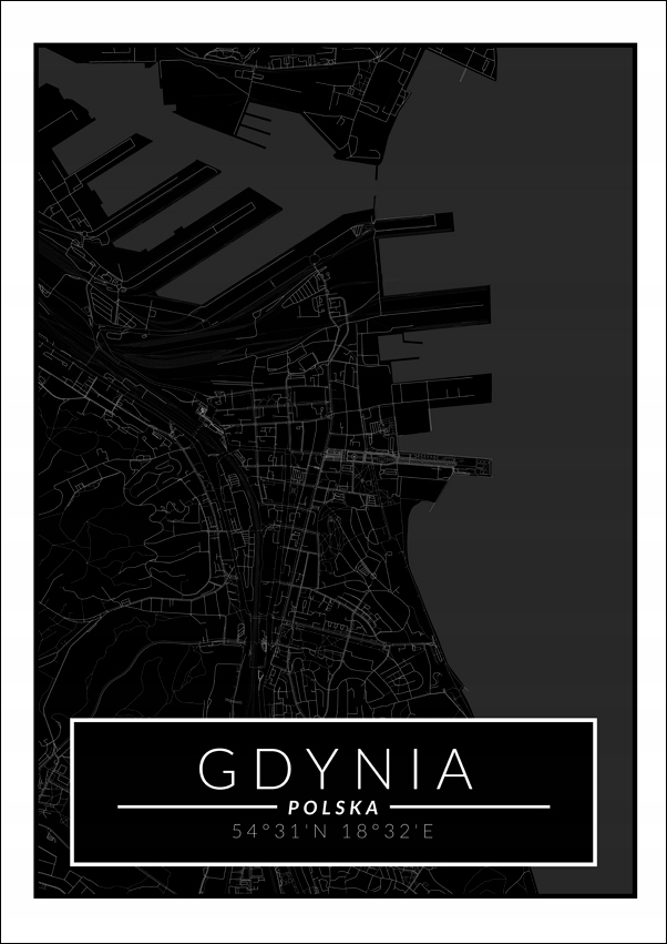Gdynia mapa dark - plakat 40x60 cm - 13912844667 - oficjalne archiwum Allegro
