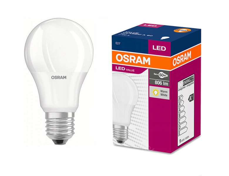 Żarówka LED A60 E27 9W 60W 806lm 2700K OSRAM - 9790480051 - oficjalne archiwum Allegro
