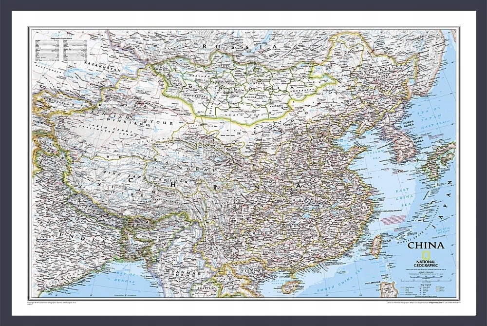 Chiny Classic mapa ścienna polityczna na podkładzi - 9742924875 ...