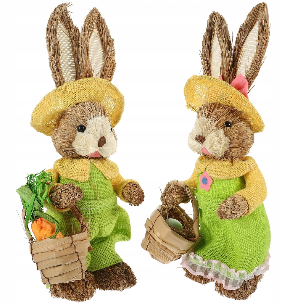 HANDMADE STRAW RABBIT BASKET HAMPERS DECOR EASTER - 15150601120 ...