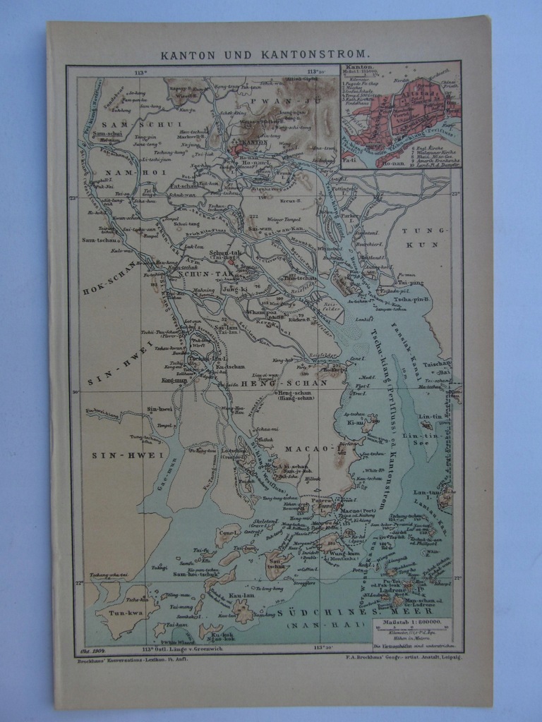 CHINY KANTON RZEKA PERŁOWA AZJA mapa 1904 r. - 10141360292 - oficjalne ...