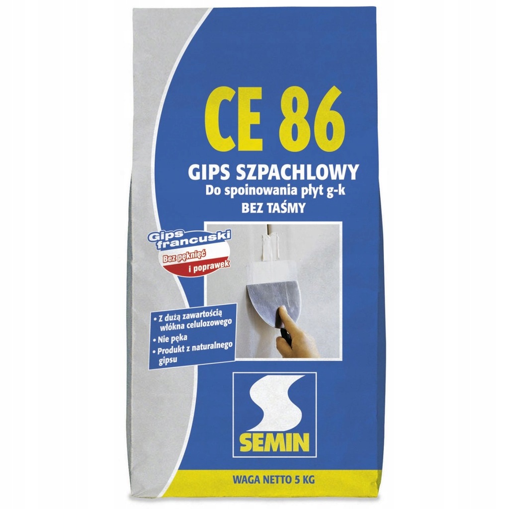 Gips szpachlowy do łączeń płyt g-k SEMIN CE86 5kg - 10244275920 - oficjalne archiwum Allegro