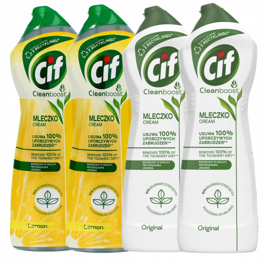 CIF MLECZKO DO CZYSZCZENIA ZESTAW LEMON ORIGINAL 4x780G - 14369677641 - oficjalne archiwum Allegro