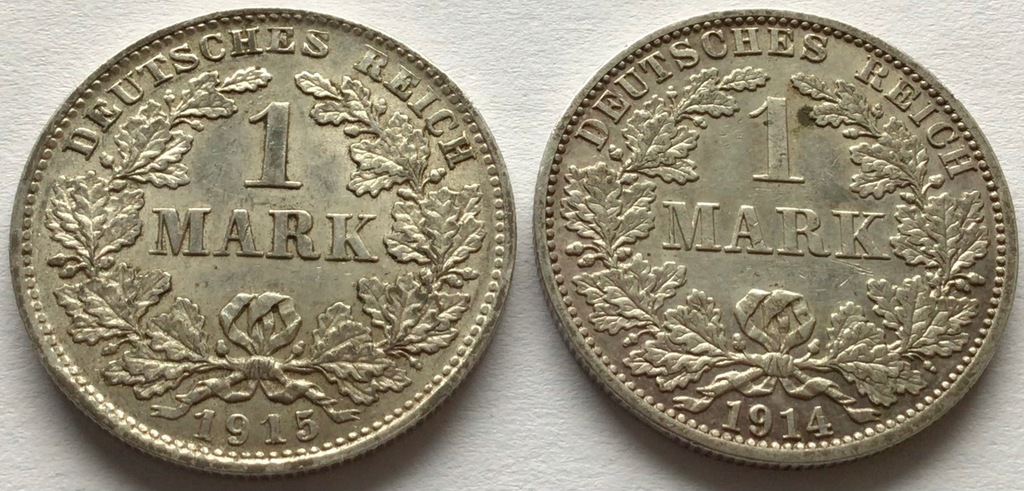 Niemcy 1 marka 1914-1915 2szt srebro - 14676941893 - oficjalne archiwum ...