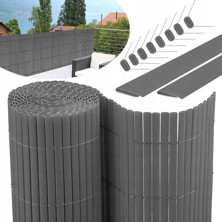 DWUSTRONNA MATA BALKONOWA OSŁONA NA BALKON TARAS BAMBUSOWA PVC 100 x ...