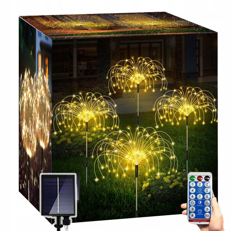 FAJERWERKI LAMPA SOLARNA OGRODOWA 120x4 LED DMUCHAWIEC SOLAR LAMPKI SOLARNE - 15368952855 ...