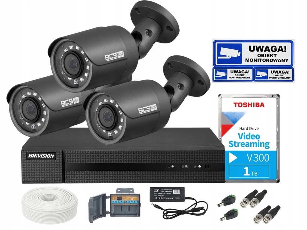 ZESTAW MONITORINGU 3 KAMERY ZEWNĘTRZNE BCS IR30 - 9496515890 ...