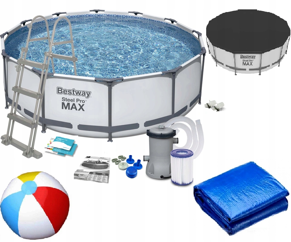 BASEN STELAŻOWY 366x100 BESTWAY PRO-MAX ZESTAW - 11716864424 - oficjalne archiwum Allegro