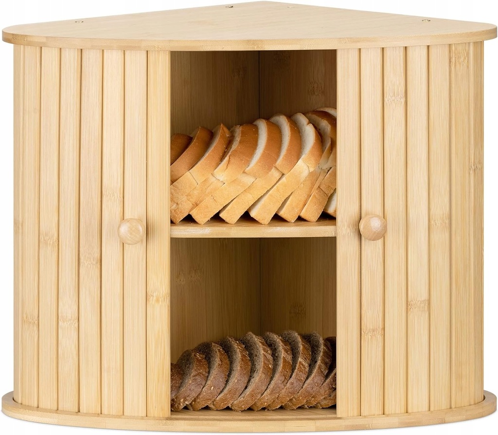 Chlebak dwupoziomowy pojemnik na pieczywo BAMBUS NAVARIS harmonijka narożny - 14497195858 ...