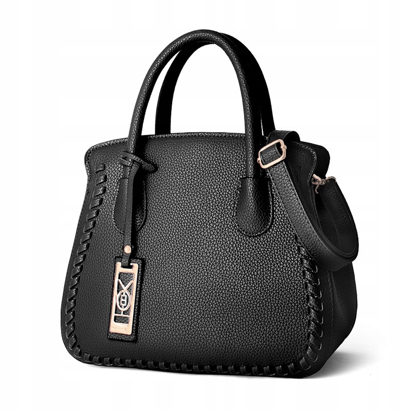 Torebka czarna ekoskóra kuferek z brelokiem - 14046087829 - oficjalne archiwum Allegro