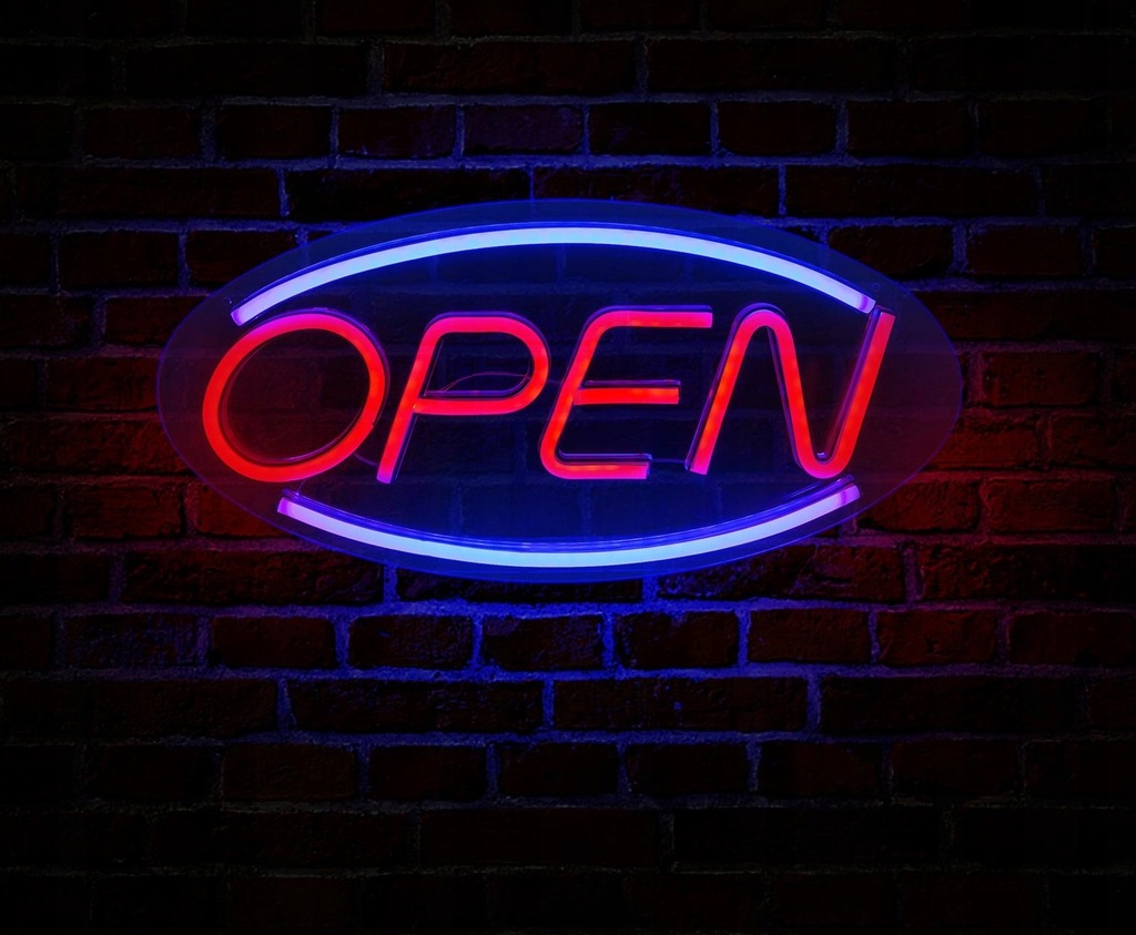 Neon LED 3D "OPEN" 40x20cm USB - 12560401565 - oficjalne archiwum Allegro