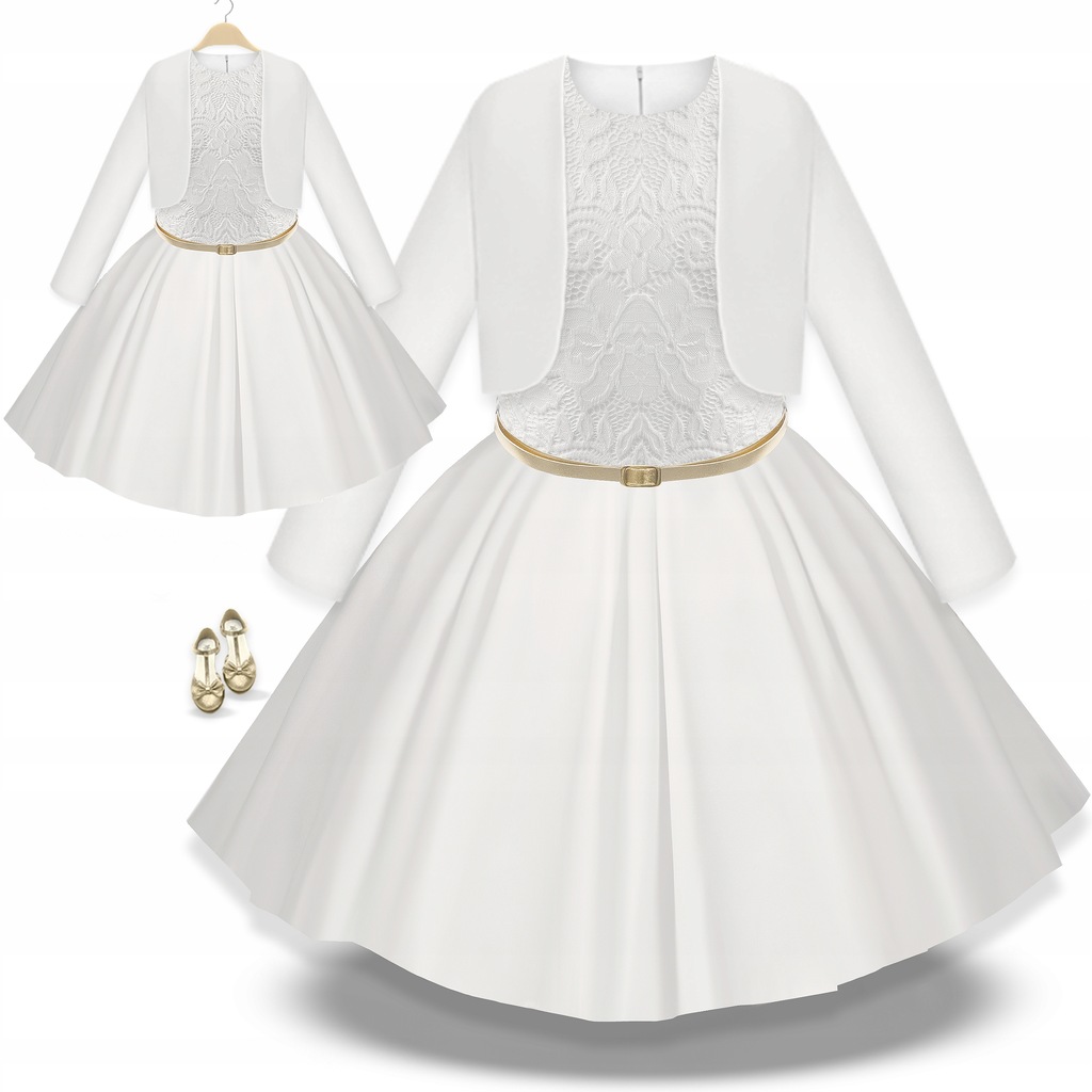 Sukienka BOLERKO WIZYTOWA ELEGANCKA koronka MARYSIA 152 ivory RIMKO ...