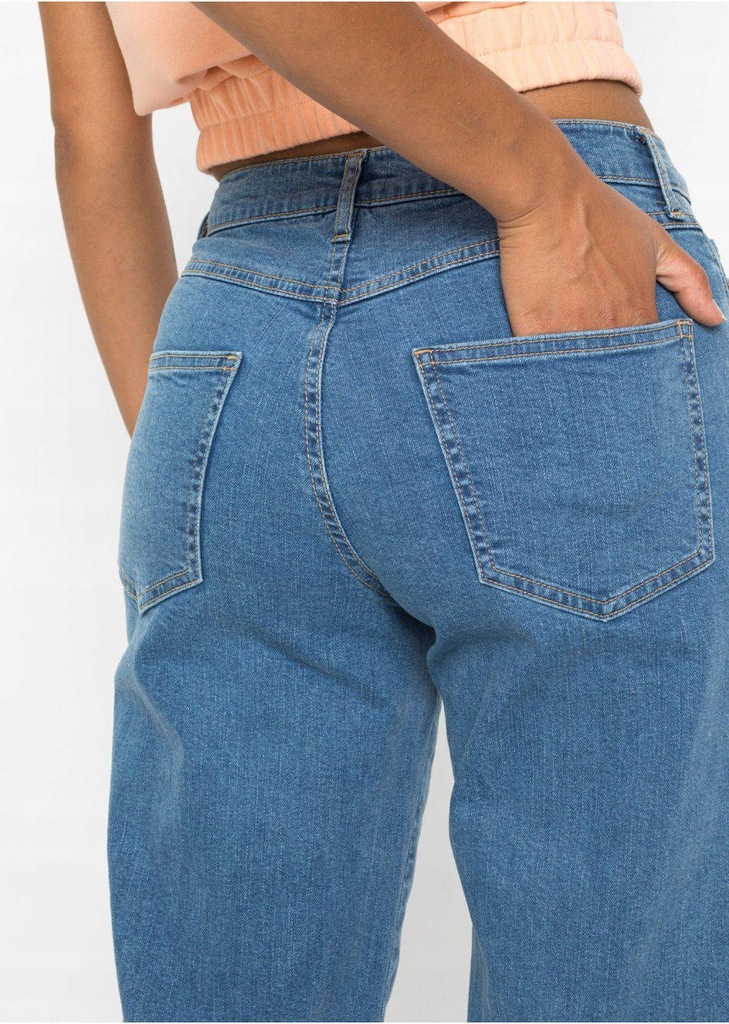 GA3008 42 SZEROKIE JEANSY OZDOBNE NOGAWKI Bonprix - 13242287792 - oficjalne archiwum Allegro