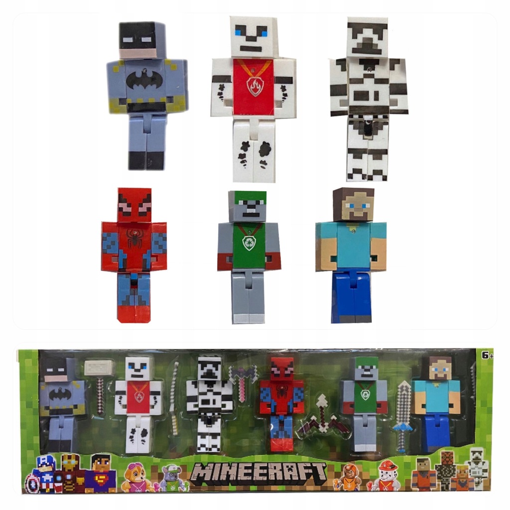 FIGURKI MINECRAFT ZESTAW 6szt SUPERBOHATEROWIE - 12485626351 ...