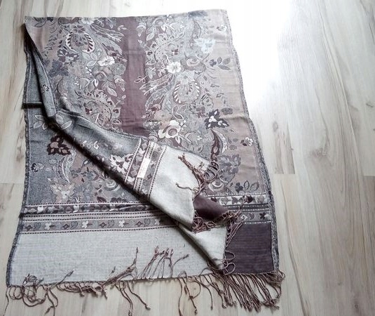 PASHMINA 70% PASHMINA 30% JEDWAB PIĘKNY DELIKATNY DUŻY SZAL - 15457860827 - oficjalne archiwum ...