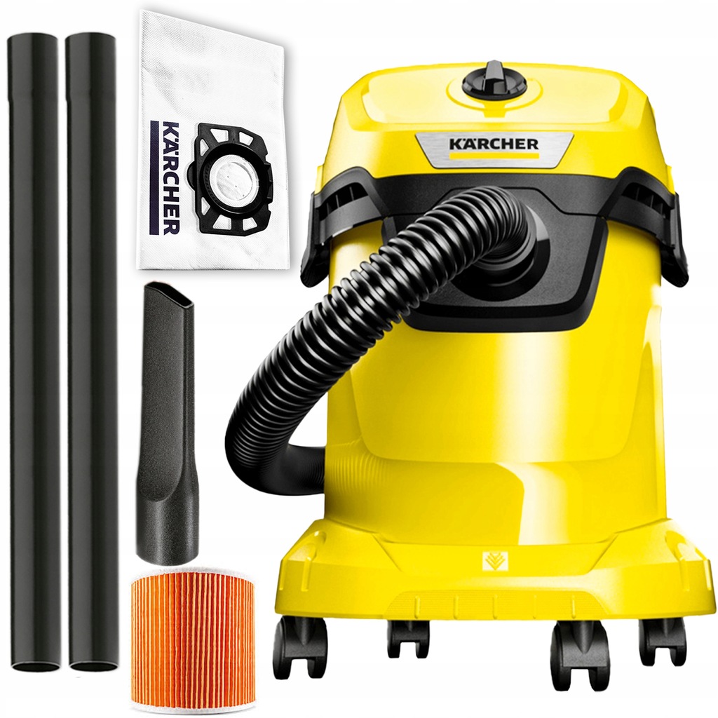 ODKURZACZ PRZEMYSŁOWY BEZWORKOWY WD3 KARCHER ZESTAW SSAWEK TURBOSZCZOTKA XL - 15479941380 ...