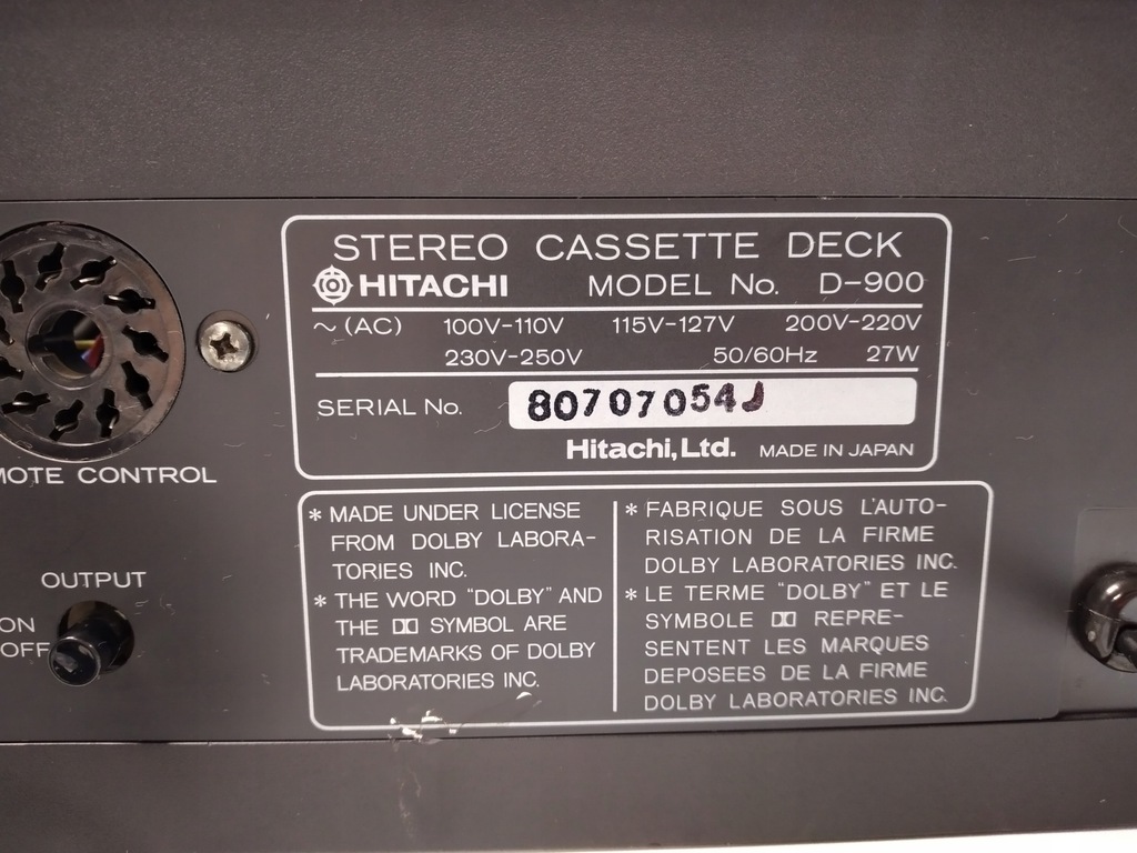 Magnetofon kasetowy HITACHI D-900 - 13916654599 - oficjalne archiwum ...