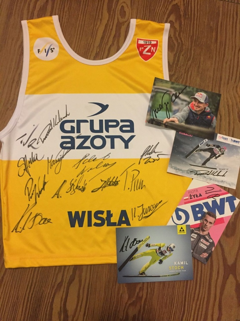 Plastron lidera PŚ od naszych skoczków z podpisami - 13161182251 ...