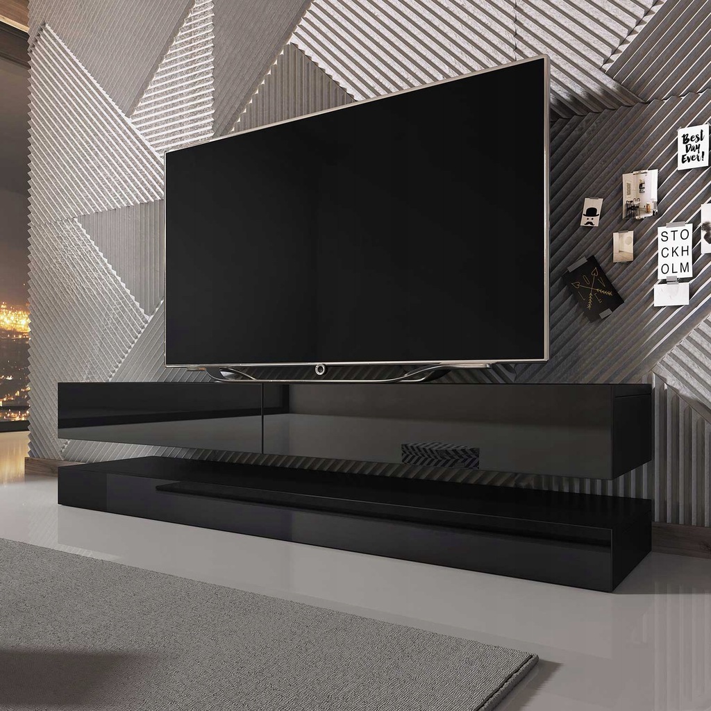 Duża Nowoczesna Szafka pod TV RTV Połysk 280 cm - 10746815255 ...