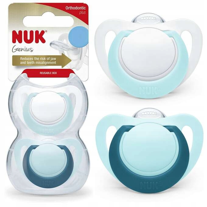 NUK GENIUS smoczek uspokajający anatomiczny 6-18m 2pak - 15158914305 - oficjalne archiwum Allegro