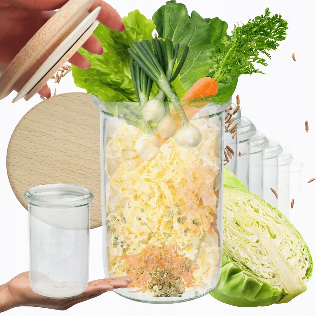 Słoiki Weck 1l przetwory MOLD drewniane wieka z gumką 12szt 1050 - 15712551663 - oficjalne ...