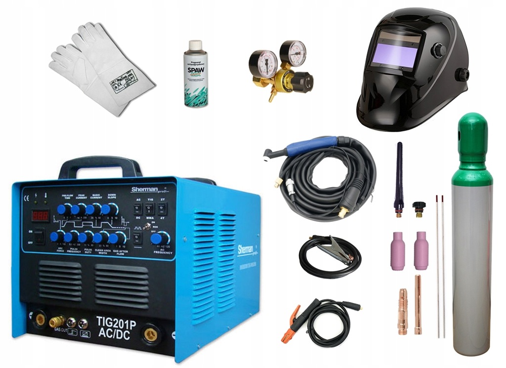 Spawarka Sherman TIG 201P AC/DC Inwertorowa zestaw - 10420930299 - oficjalne archiwum Allegro