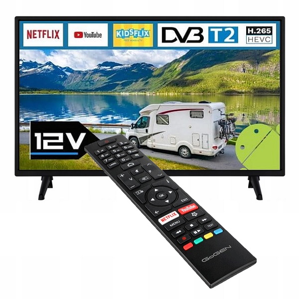 Telewizor SMART TV Android 24 cale HD WiFi DVB-T2 HEVC Netflix 230V i 12V - 14723902555 ...
