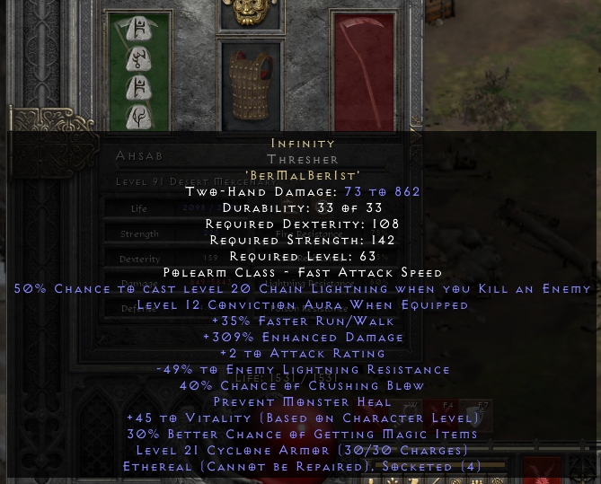 D2R ETH Infinity Thresher 309% ed - Nieskończoność - 11537274766 ...