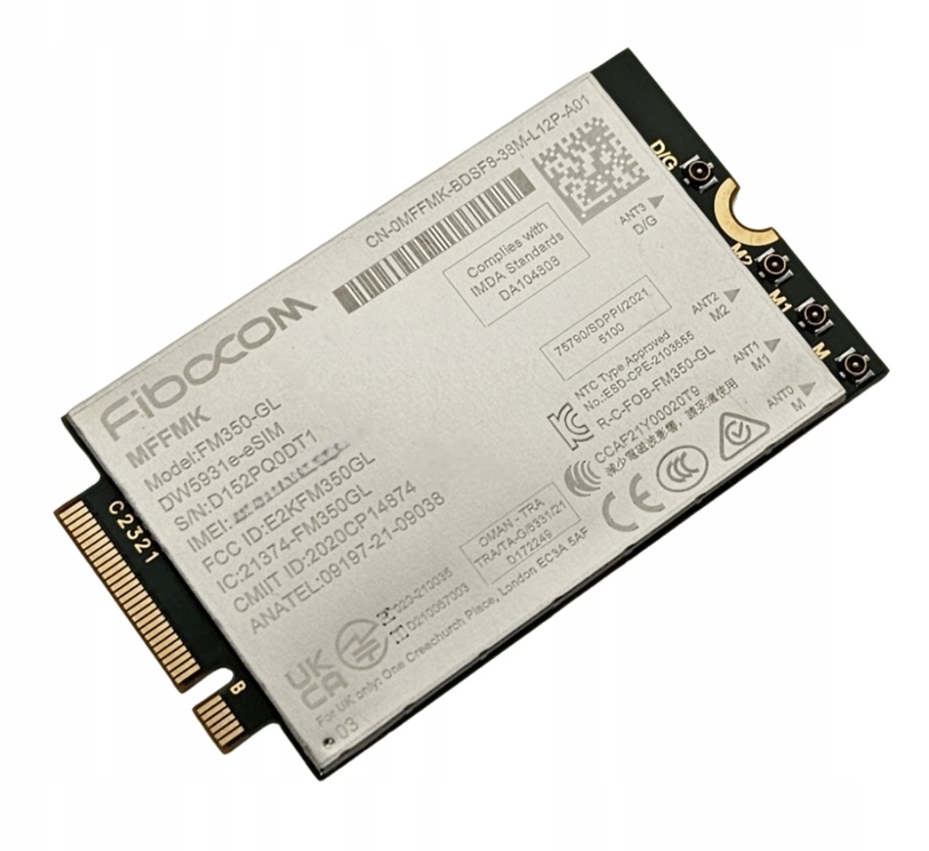 Modem 5G WWAN Fibocom MFFMK M350-GL DW5931e M.2 Latitude Precision DELL ...