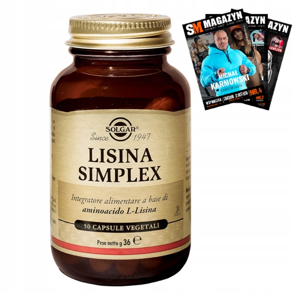SOLGAR LISINA SIMPLEX 50 kaps LIZYNA 1000mg - 11870153023 - oficjalne archiwum Allegro
