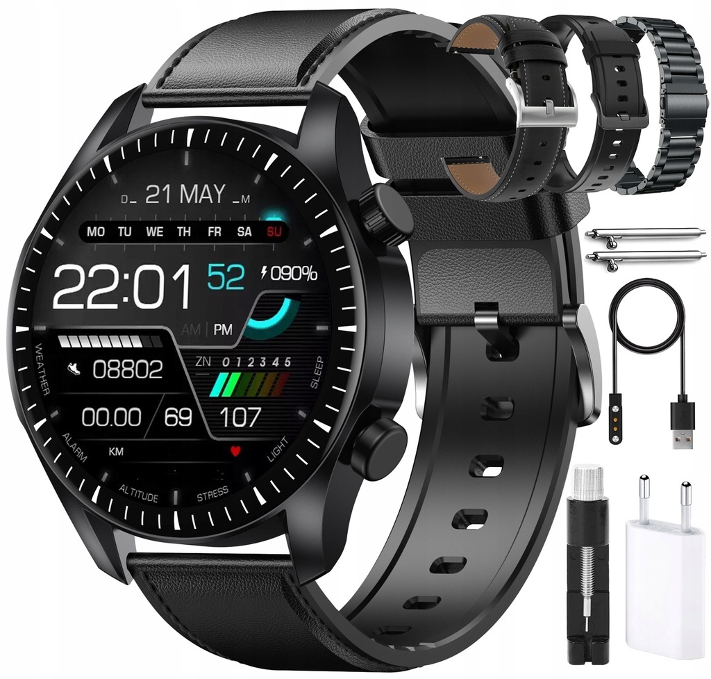 SmartWatch Zegarek EKG GLUKOZA BMI HRV ROZMOWY MENU PL - 15103375055 ...