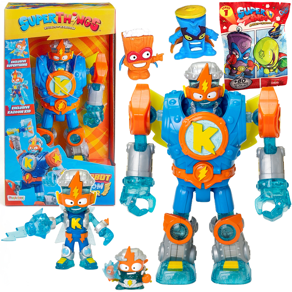SUPERBOT KAZOOM POWER SUPER THINGS ZINGS DUŻY ROBOT + 4 FIGURKI ZESTAW ...