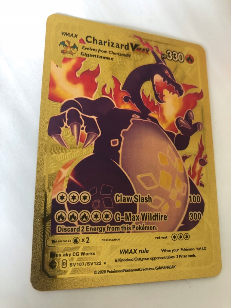 ZŁOTA KARTA POKEMON Charizard VMax METALOWA - 12260045416 - oficjalne archiwum Allegro