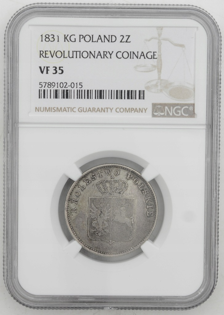 9.db! POWSTANIE LISTOPADOWE, 2 ZŁ 1831 KG NGC VF35 - 12988357882 - oficjalne archiwum Allegro