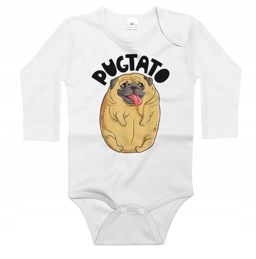Body długi rękaw Pugtato mops pies śmieszne 86 - 11722850738 ...