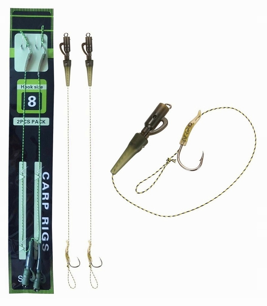 GOTOWY ZESTAW 2X PRZYPON KARPIOWY WŁOSEM PLECIONKA HAK NR 8 - 14389617767 - oficjalne archiwum ...