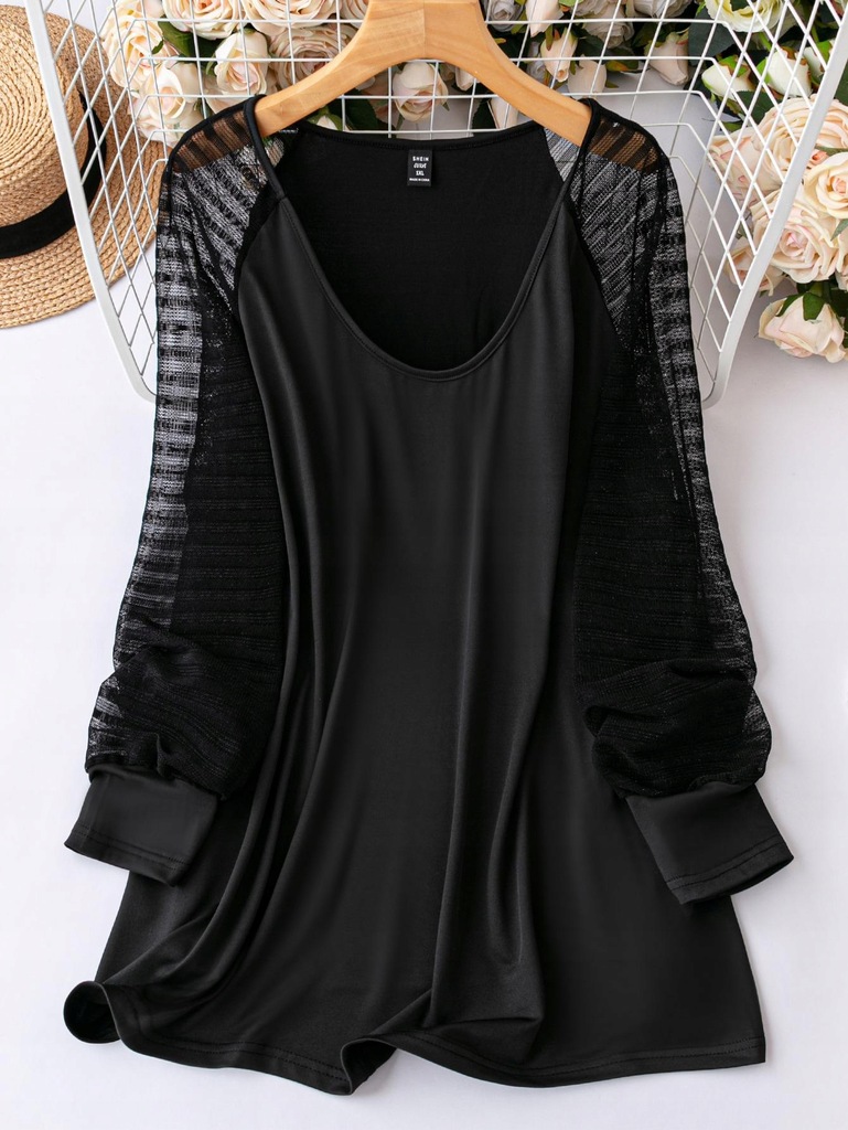 G30K001 BLUZKA CZARNA KLASCZNA PROSTA SHEIN 48 - 13602388479 - oficjalne archiwum Allegro