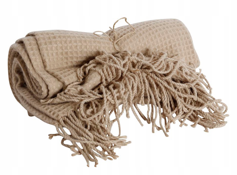 KOC PLED dekoracyjny BEŻOWY BOHO 150x130cm - 14366279341 - oficjalne ...