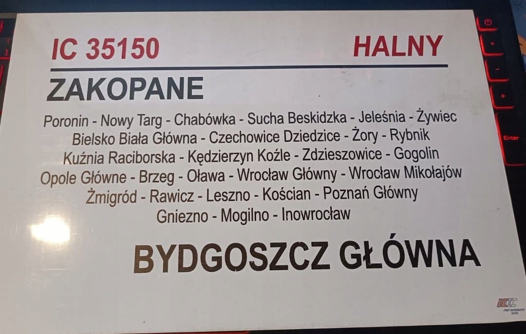 Tablica Relacyjna PKP IC Halny (Zakopane) - 12655664201 - oficjalne archiwum Allegro