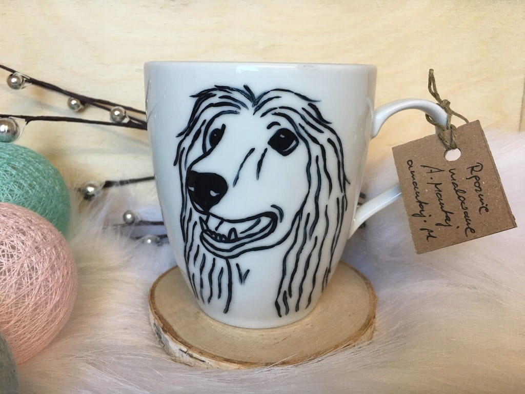 Kubek ręcznie malowany Pies rasy Chart afgański. - 10934833593 ...