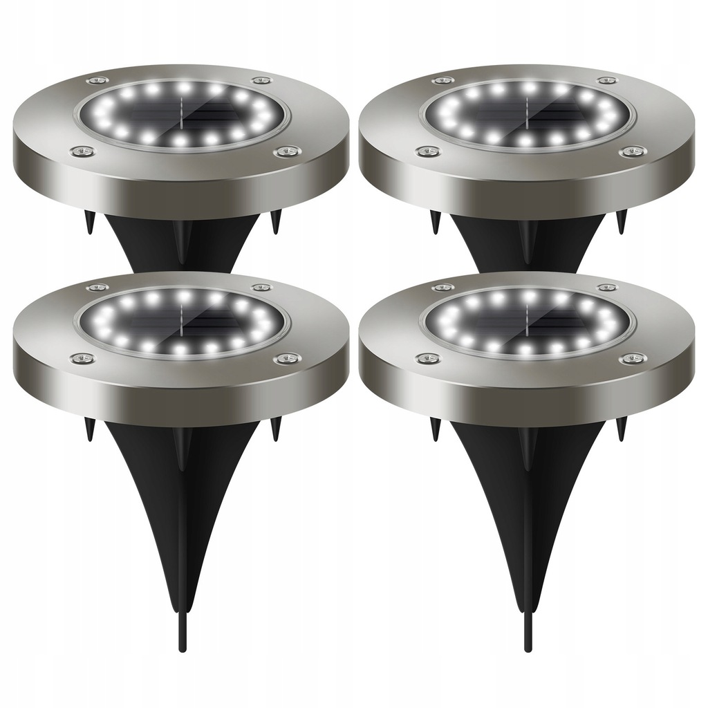 4x Lampa solarna LED ogrodowa wbijana dysk czujnik zmierzchu gruntowe - 15713742280 - oficjalne ...