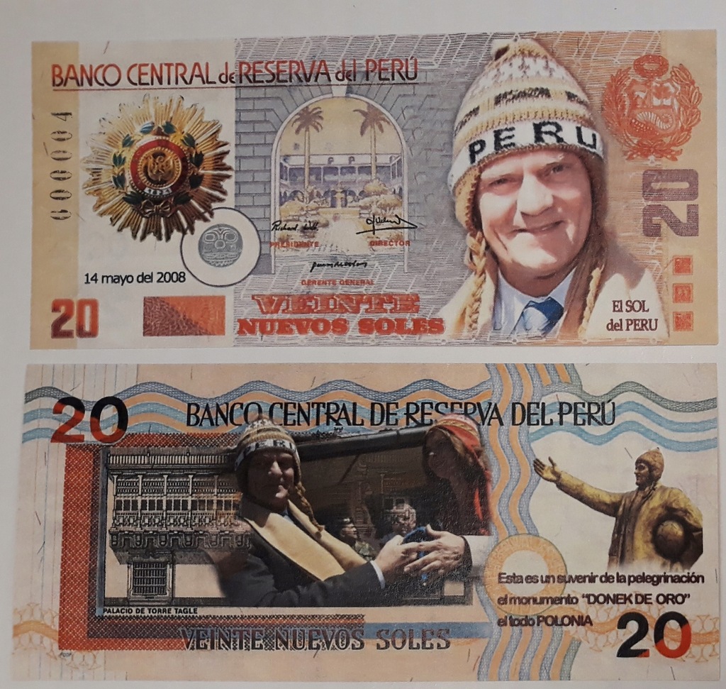 Peru 20 sol 2008 Donald Tusk Order Słońce Peru UNC - 8745643601 ...