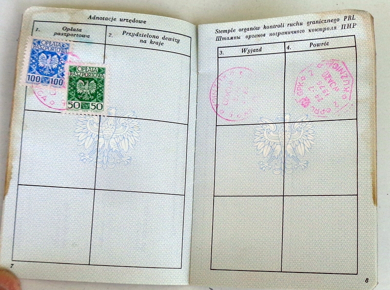 PASZPORT z PRL-u Wkładka Paszportowa W-wa 1976r . - 13637810383 - oficjalne archiwum Allegro